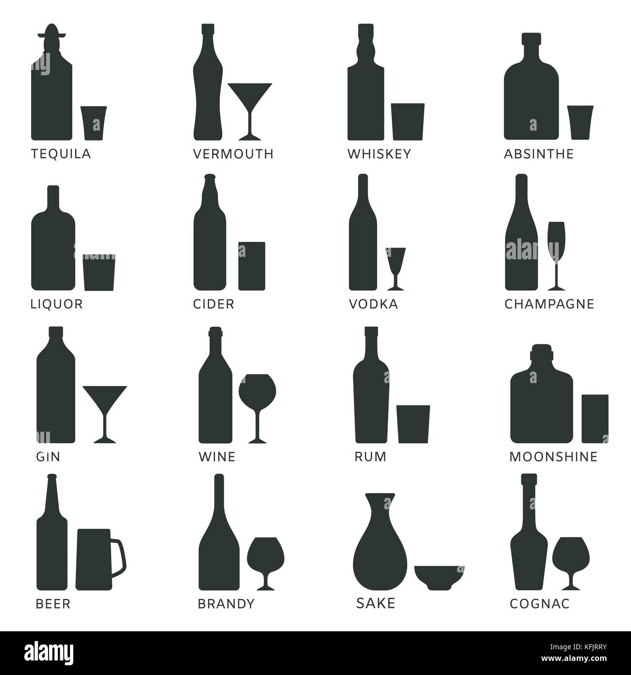 Set of vector alcohol icons. Vector illustration eps10 Stock Vector ...