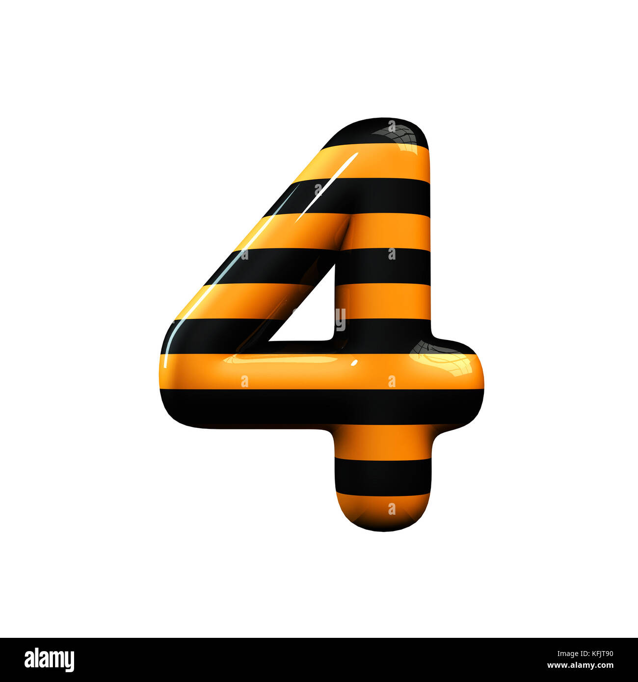 Orange and black striped hallowen number 4 Stock Photo - Alamy