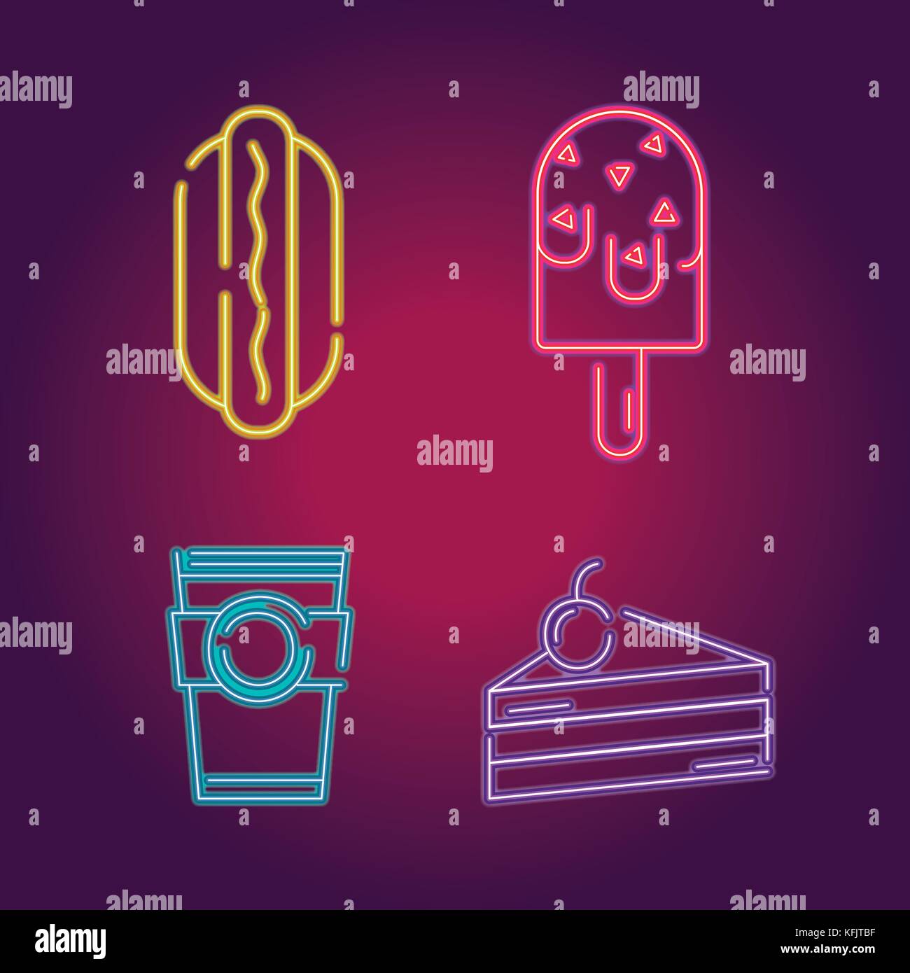 set business commercial neon icons decoration Stock Vector Image & Art ...