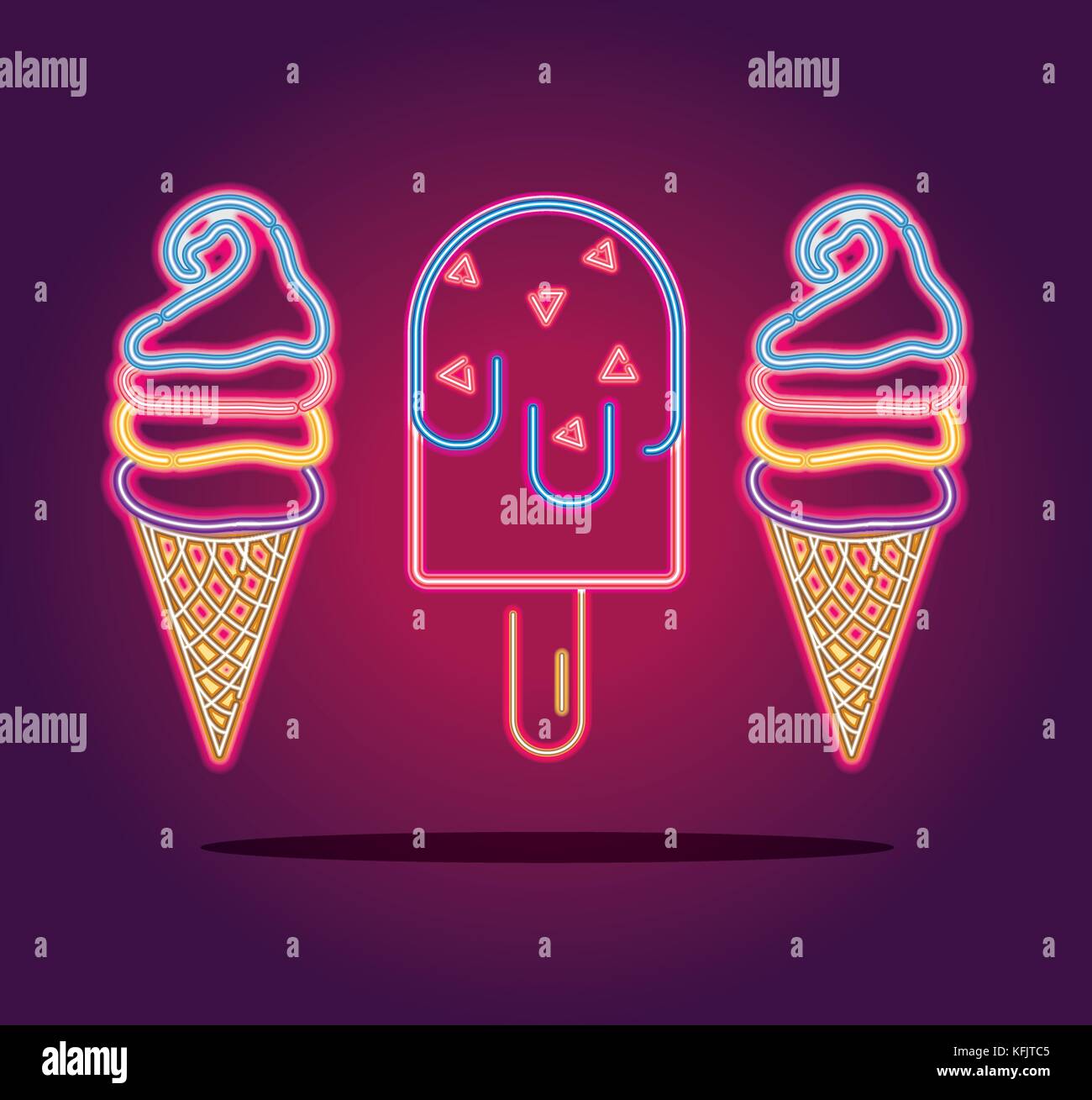 ice cream and lolly neon icons sign decoration Stock Vector Image & Art ...