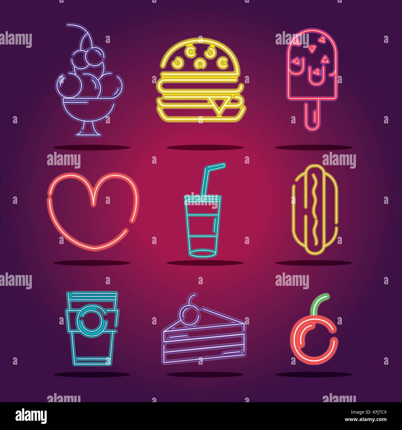 set business commercial neon icons decoration Stock Vector Image & Art ...