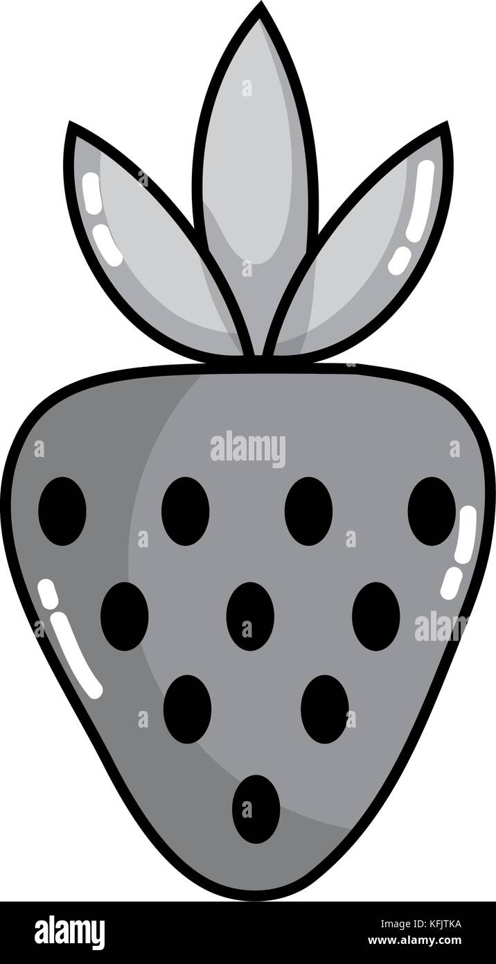 grayscale delicious strawberry organic fruit food Stock Vector Image ...