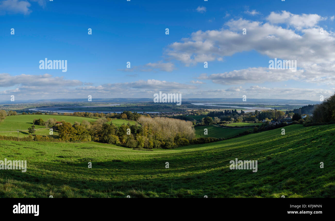 View of River Severn from above Newnham, Gloucestershire, England UK ...