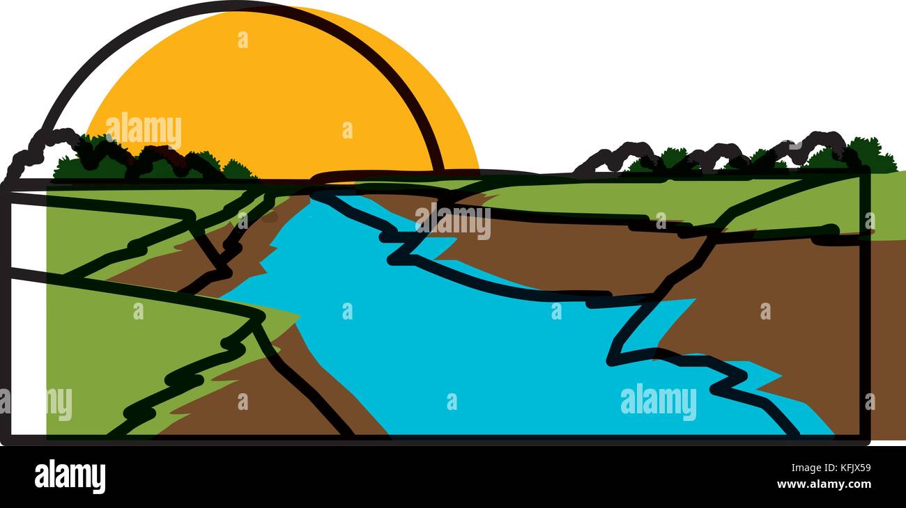 Beautiful river landscape Stock Vector Image & Art - Alamy