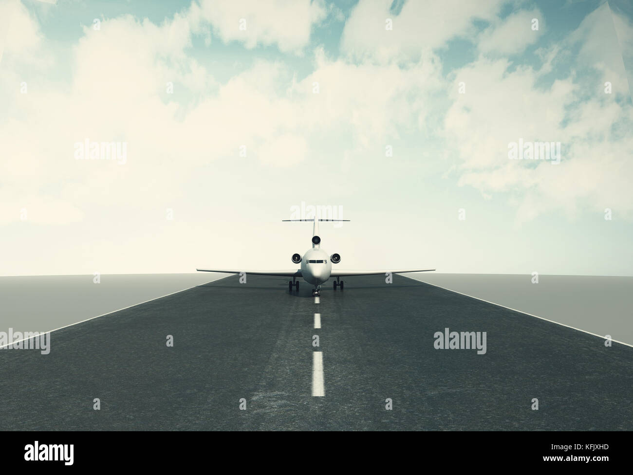 3d illustration. Airplane taking off runway. Travel concept Stock Photo ...