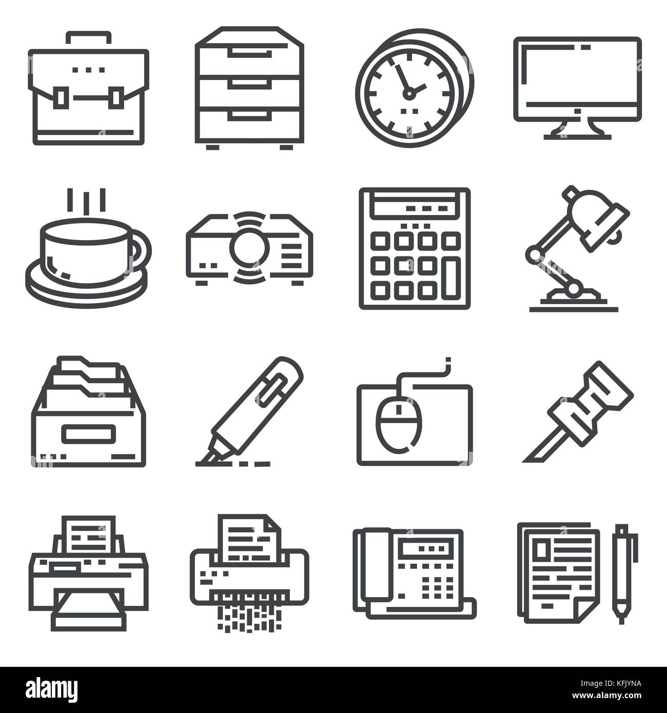 Vector simple set of office icons. Contains such icons as business ...