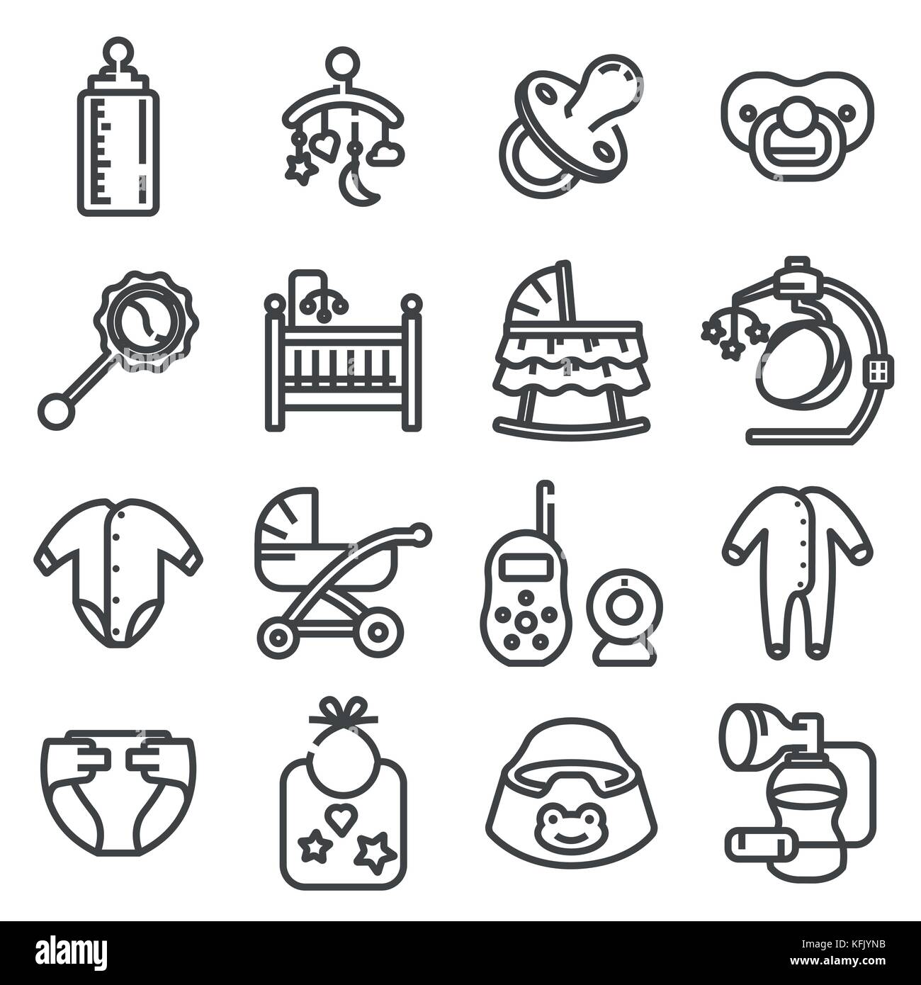 Vector line baby icons set on white background Stock Vector Image & Art ...