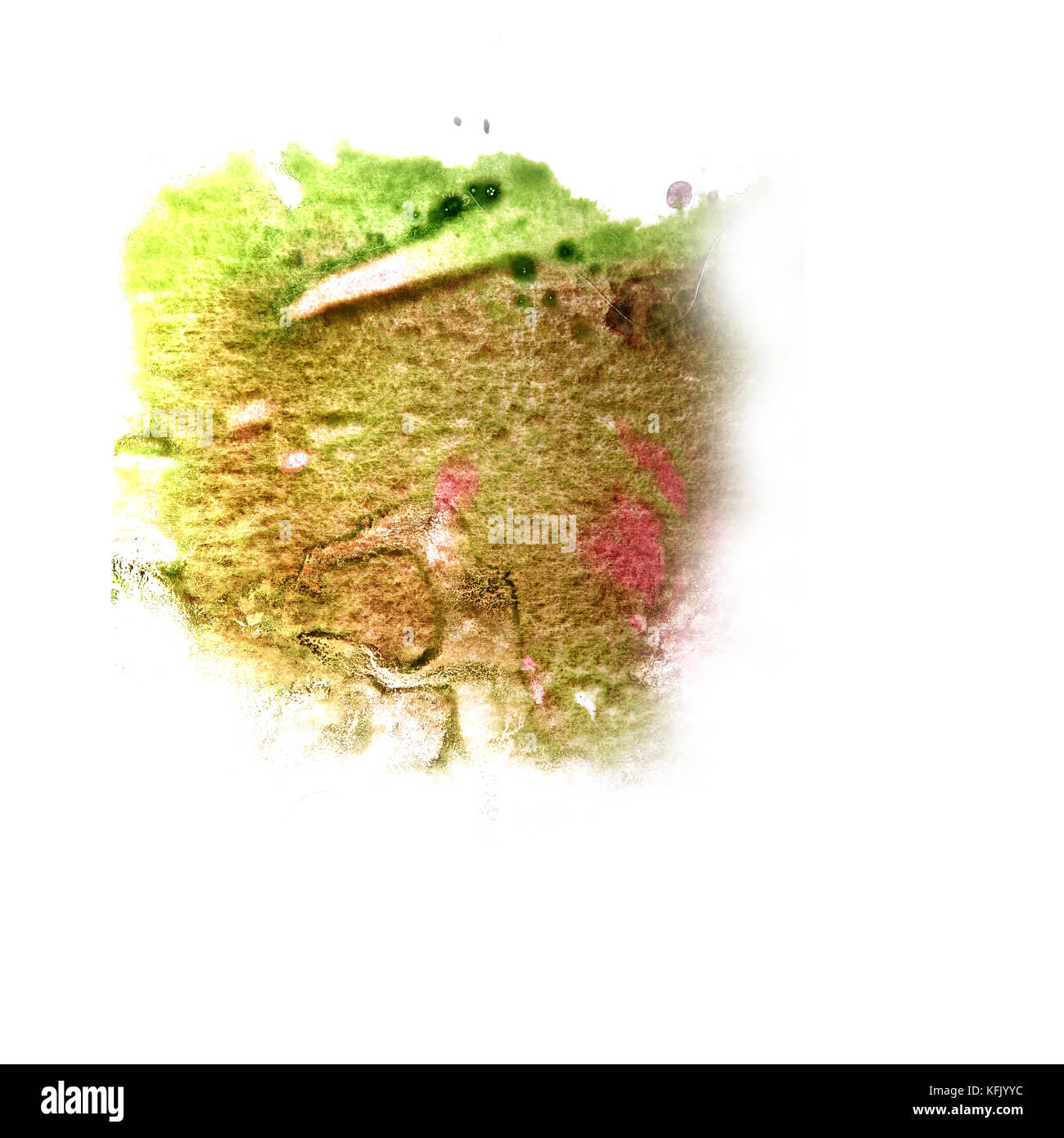 paint splash brown, green ink blot and white abstract art brus Stock ...