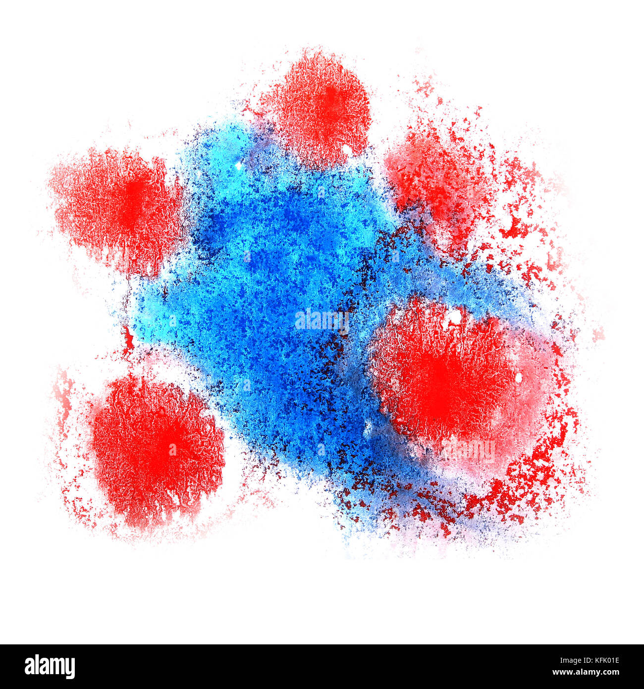 paint red, blue splash ink blot and white abstract art brushes Stock ...