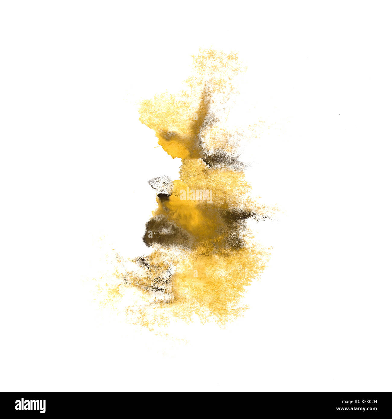 macro Yellow, black spot blotch texture isolated on a white bac Stock ...