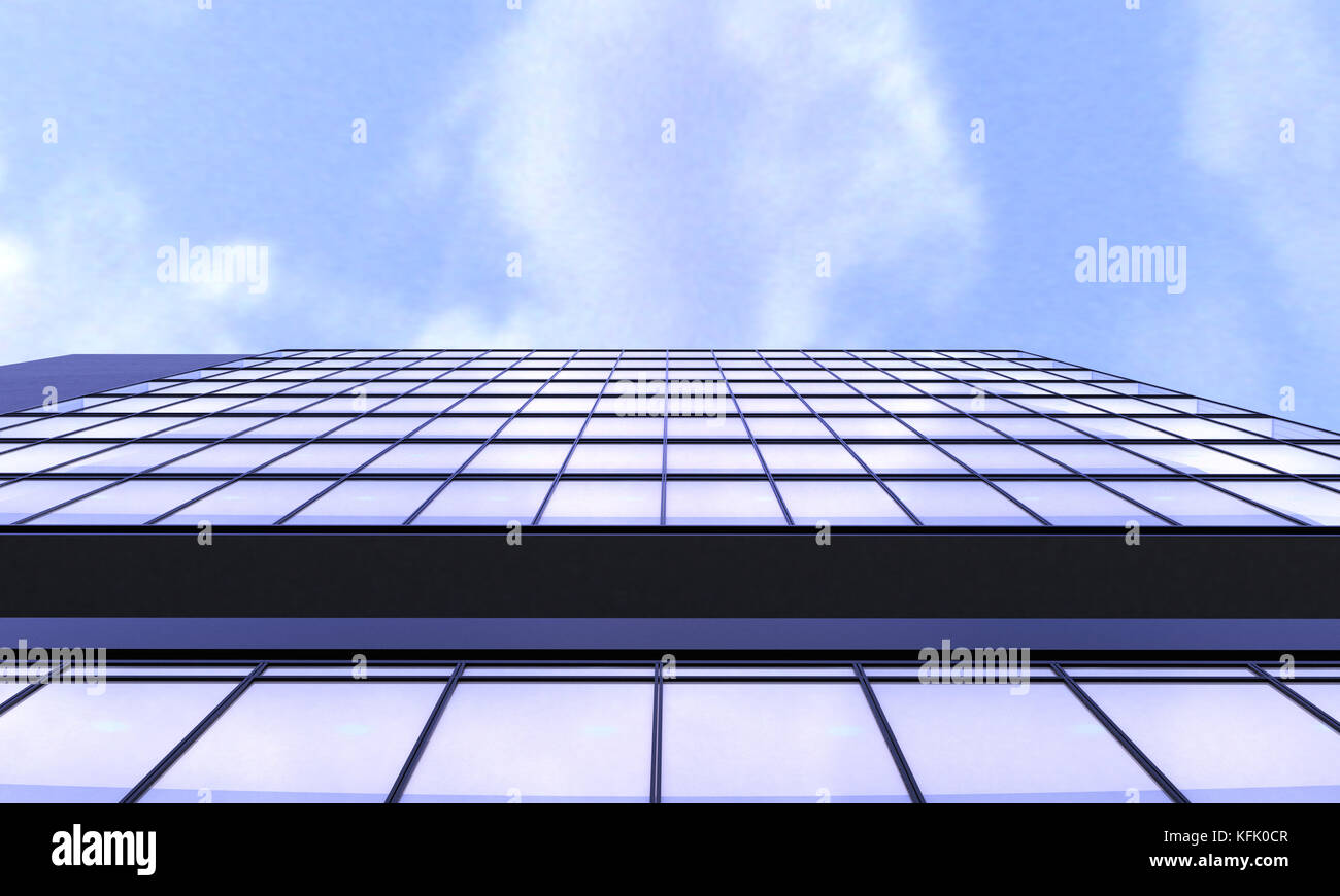 3d ilustration of glass building view from below with background Stock ...