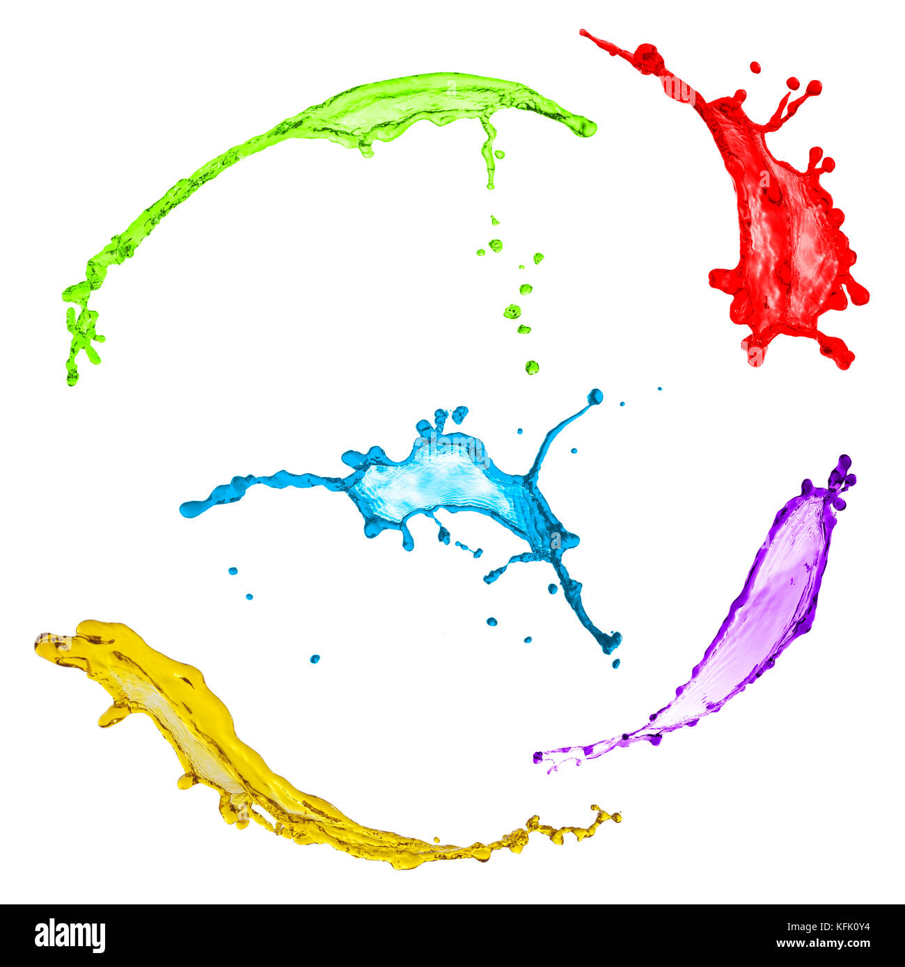 collection of isolated beautiful color splashes over white background ...