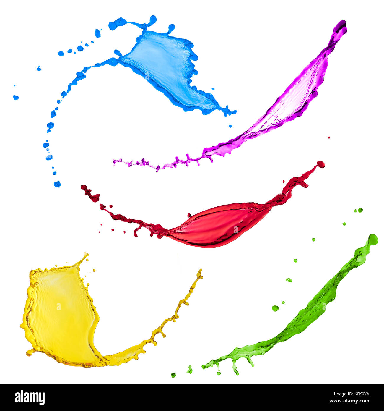 collection of splendid color splashes over white background Stock Photo ...