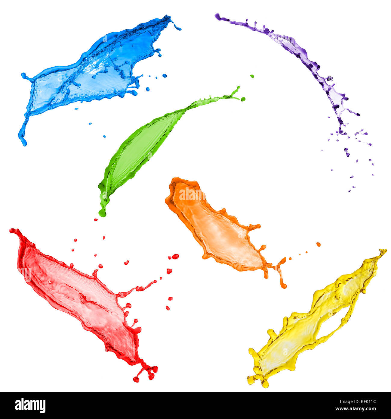 splendid collection of color splashes over white background Stock Photo ...