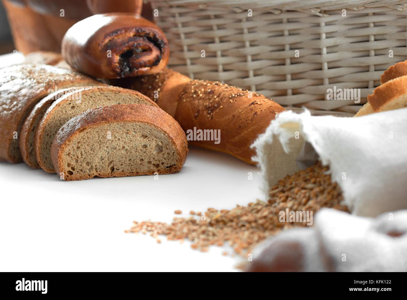 Assortment of bread isolated on white Stock Photo - Alamy
