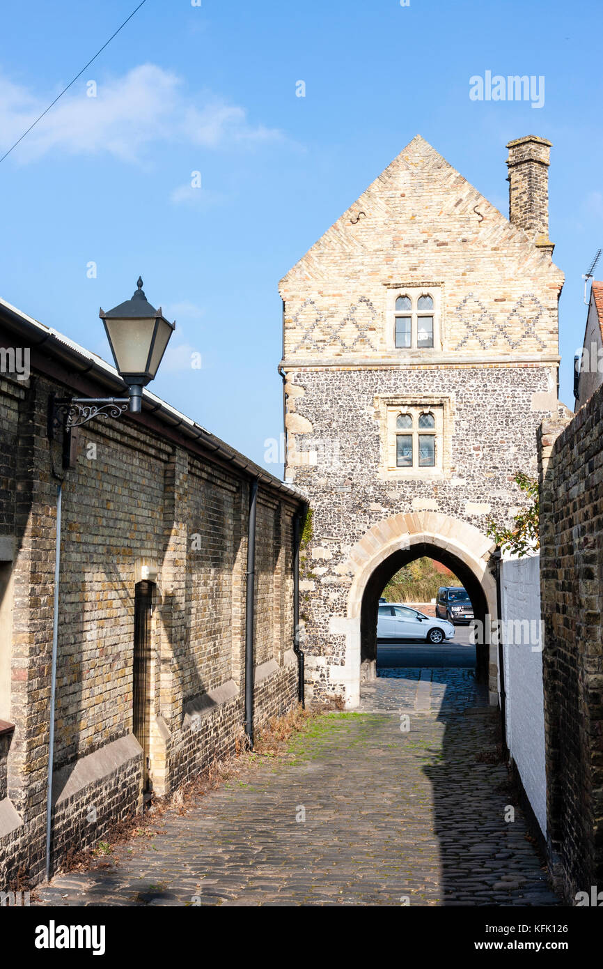 England, Kent, Sandwich. The Fisher Gate, three storey city wall ...