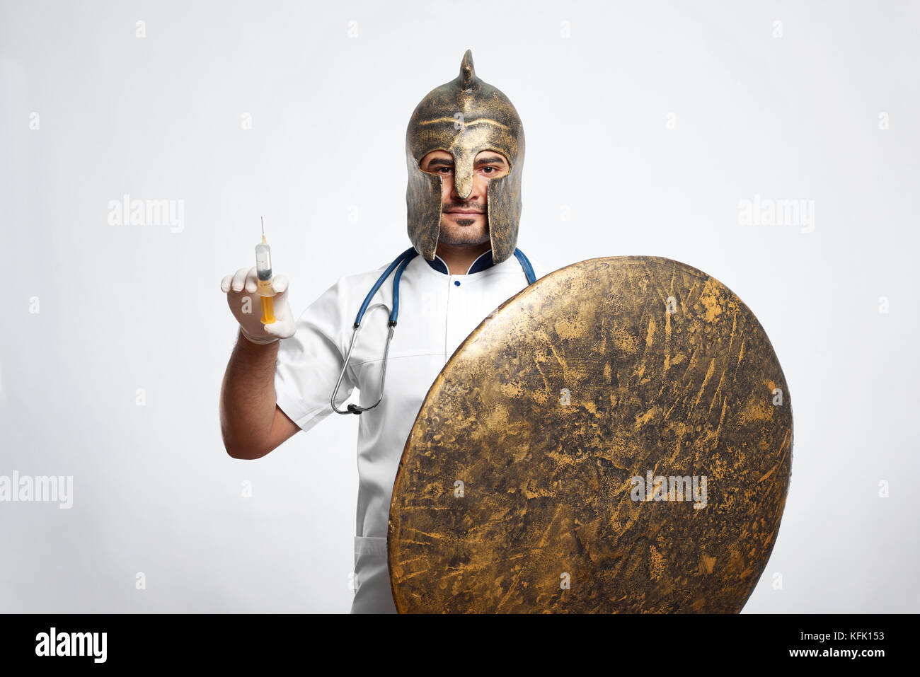 Male doctor wearing medieval armor Stock Photo - Alamy