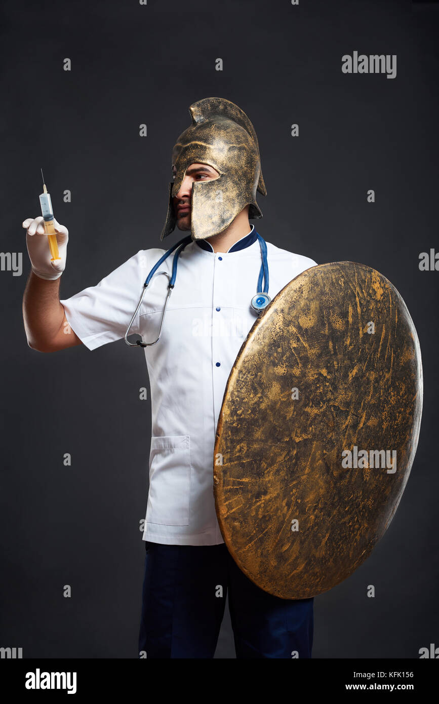 Male doctor wearing medieval armor Stock Photo - Alamy
