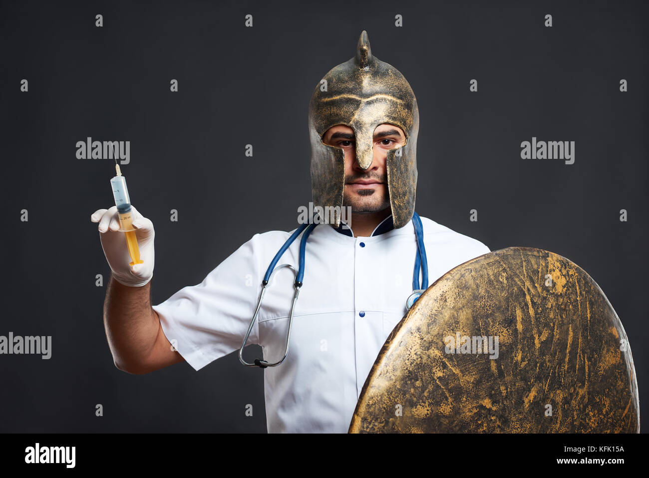 Male doctor wearing medieval armor Stock Photo - Alamy