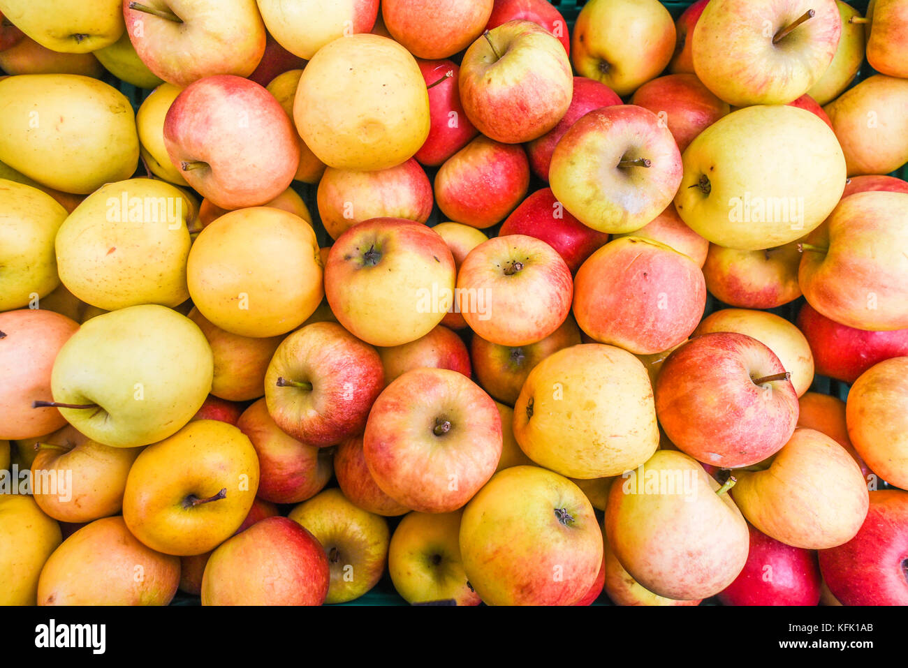 Lots of colorful apples on the market, texture of apples Stock Photo ...