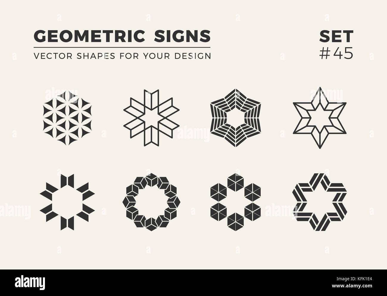 Set of eight minimalistic trendy shapes. Stylish vector logo emblems ...