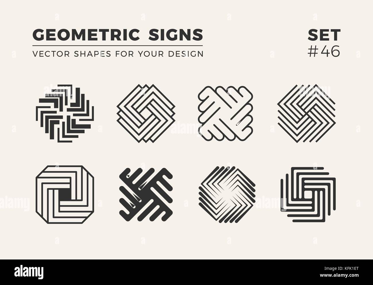 Set of eight minimalistic trendy shapes. Stylish vector logo emblems ...