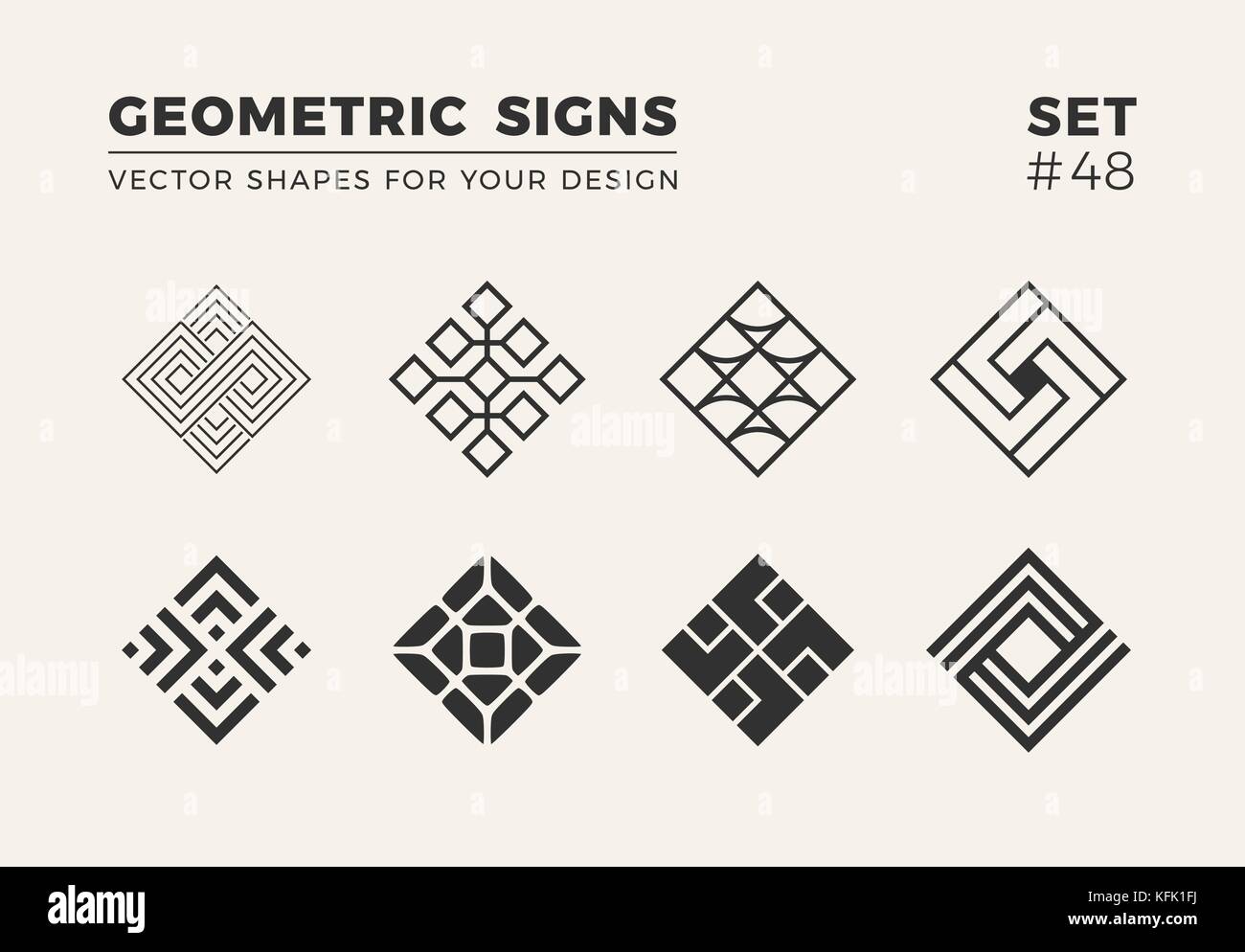 Set of eight minimalistic trendy shapes. Stylish vector logo emblems ...
