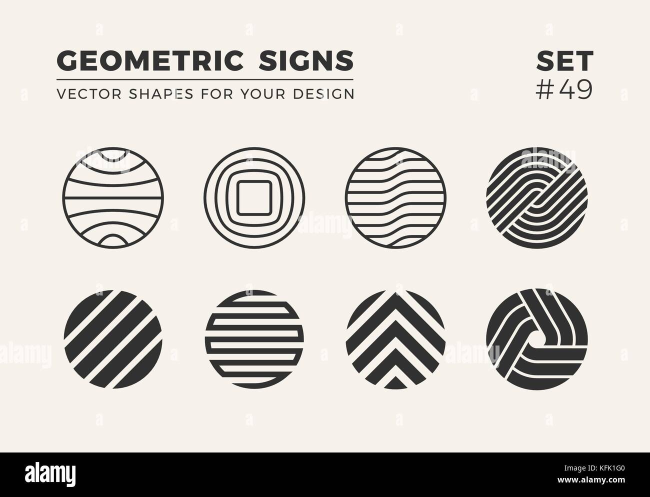 Set of eight minimalistic trendy shapes. Stylish vector logo emblems ...