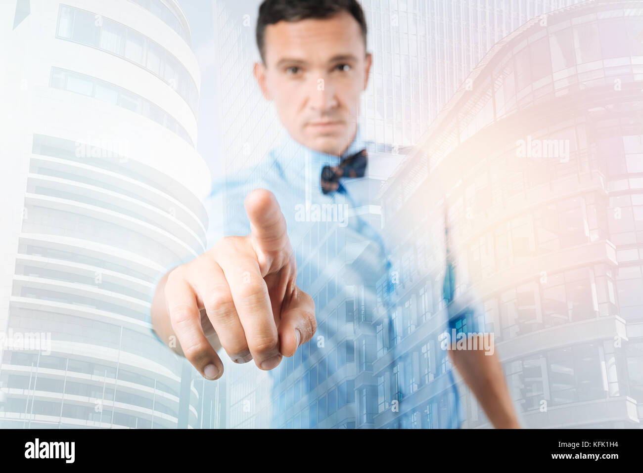 Selective focus of a male finger Stock Photo - Alamy
