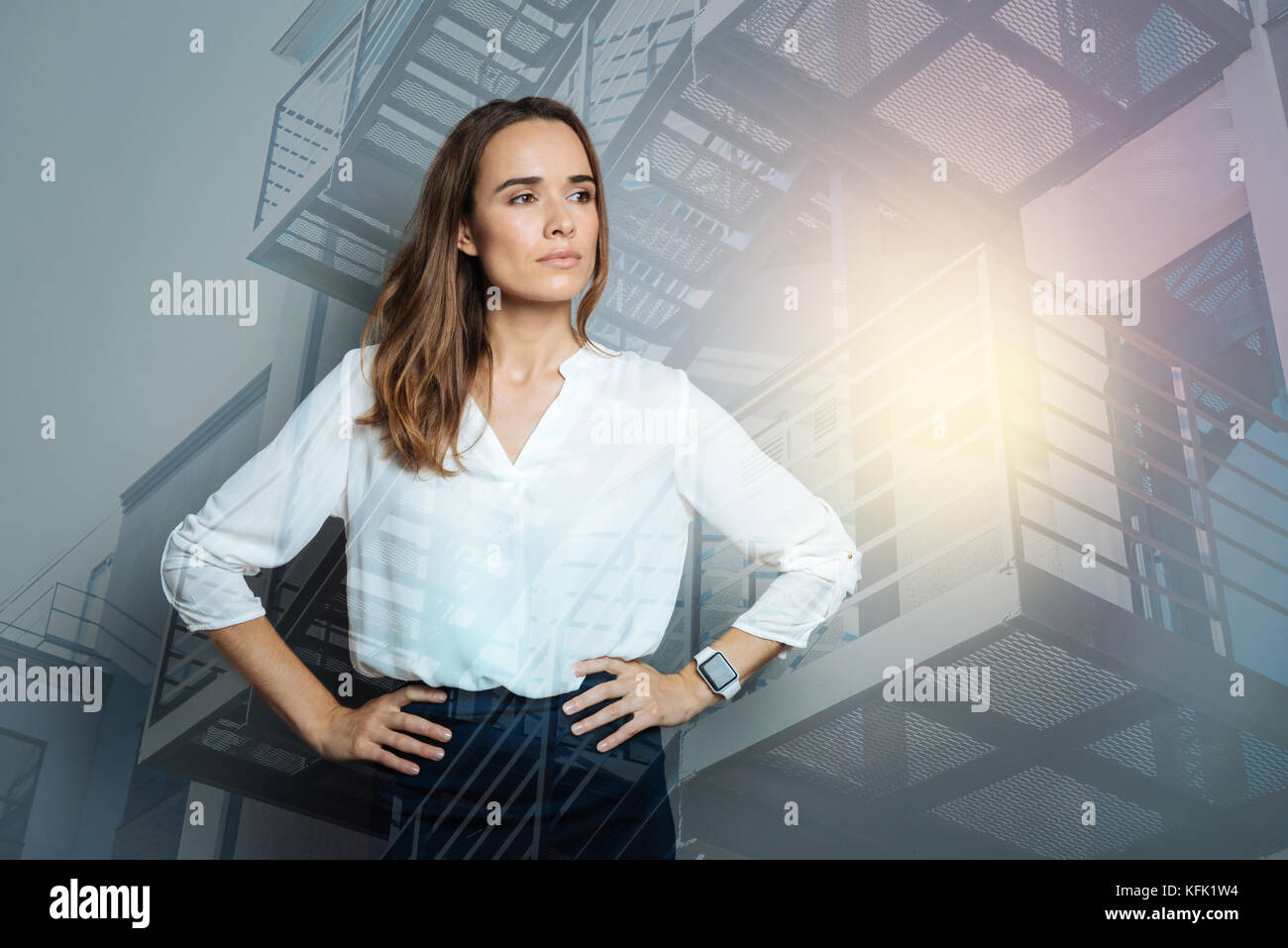 Serious attractive woman thinking about work Stock Photo - Alamy