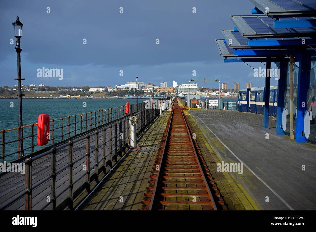 Pier railway station at the end of Southend Pier, Southend on Sea ...