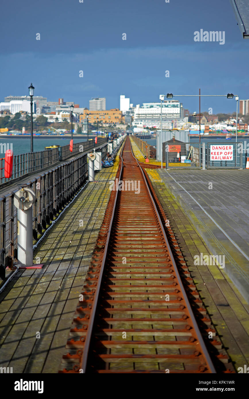 Pier railway station at the end of Southend Pier, Southend on Sea ...
