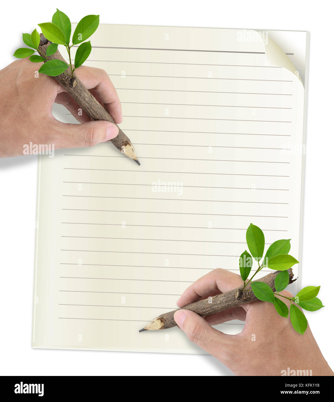 Two Male hand drawing on Paper Stock Photo - Alamy