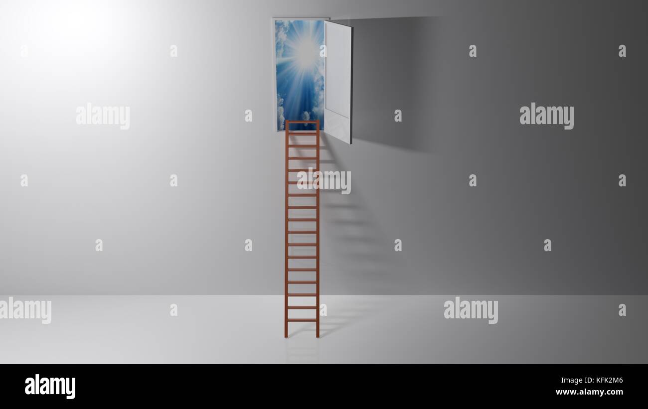 Ladder to the paradise - 3D rendering Stock Photo - Alamy