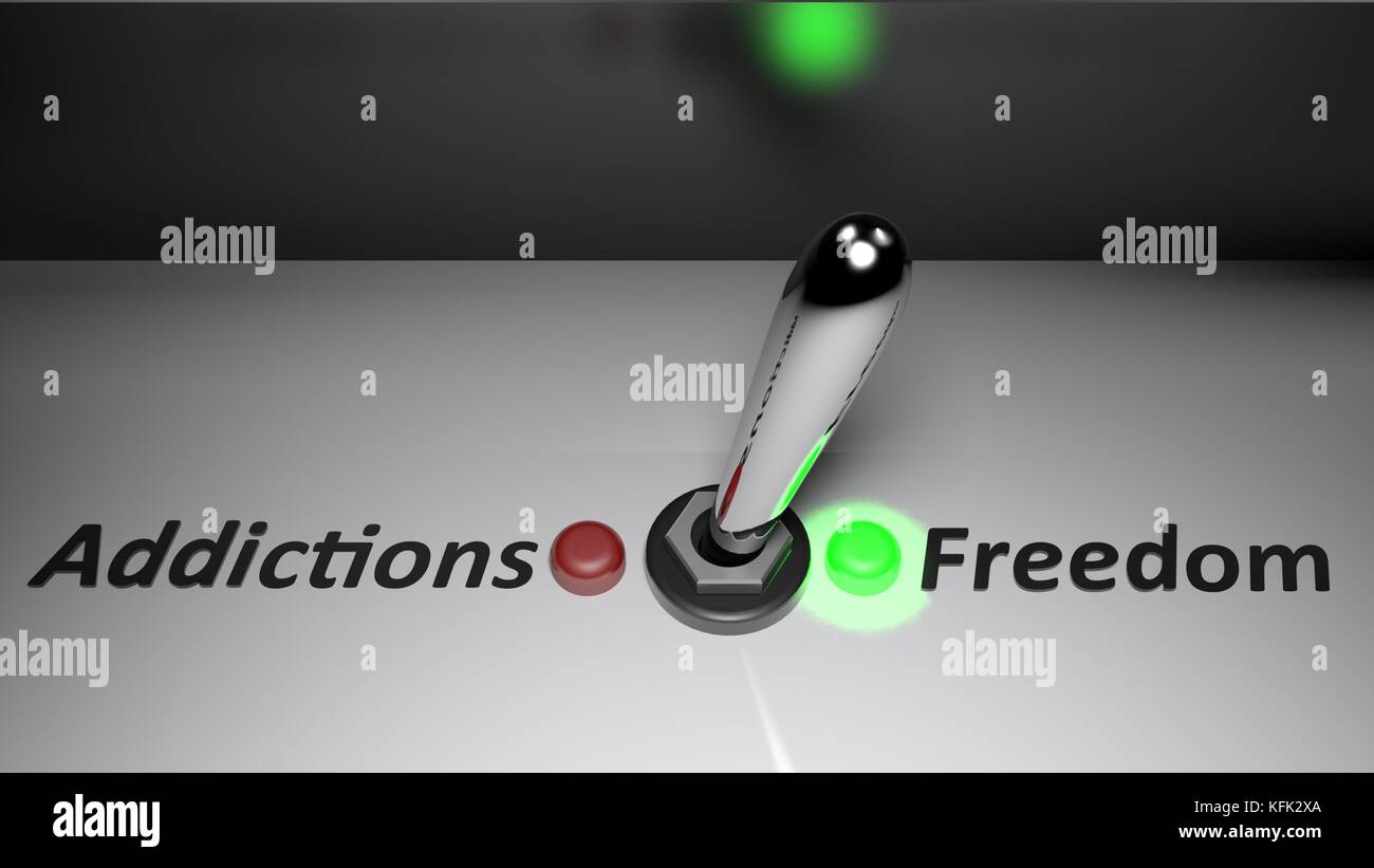 Switch to select freedom from addictions - 3D rendering Stock Photo - Alamy