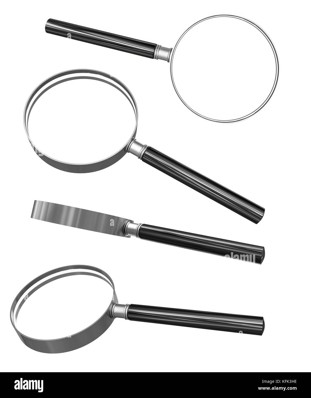 Set of magnifiers with transparent glasses Stock Photo - Alamy