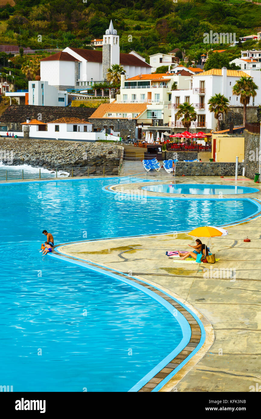 Village and swimming pool Stock Photo - Alamy