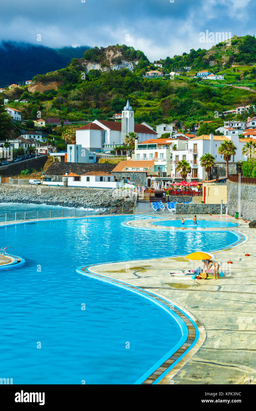 Village and swimming pool Stock Photo - Alamy