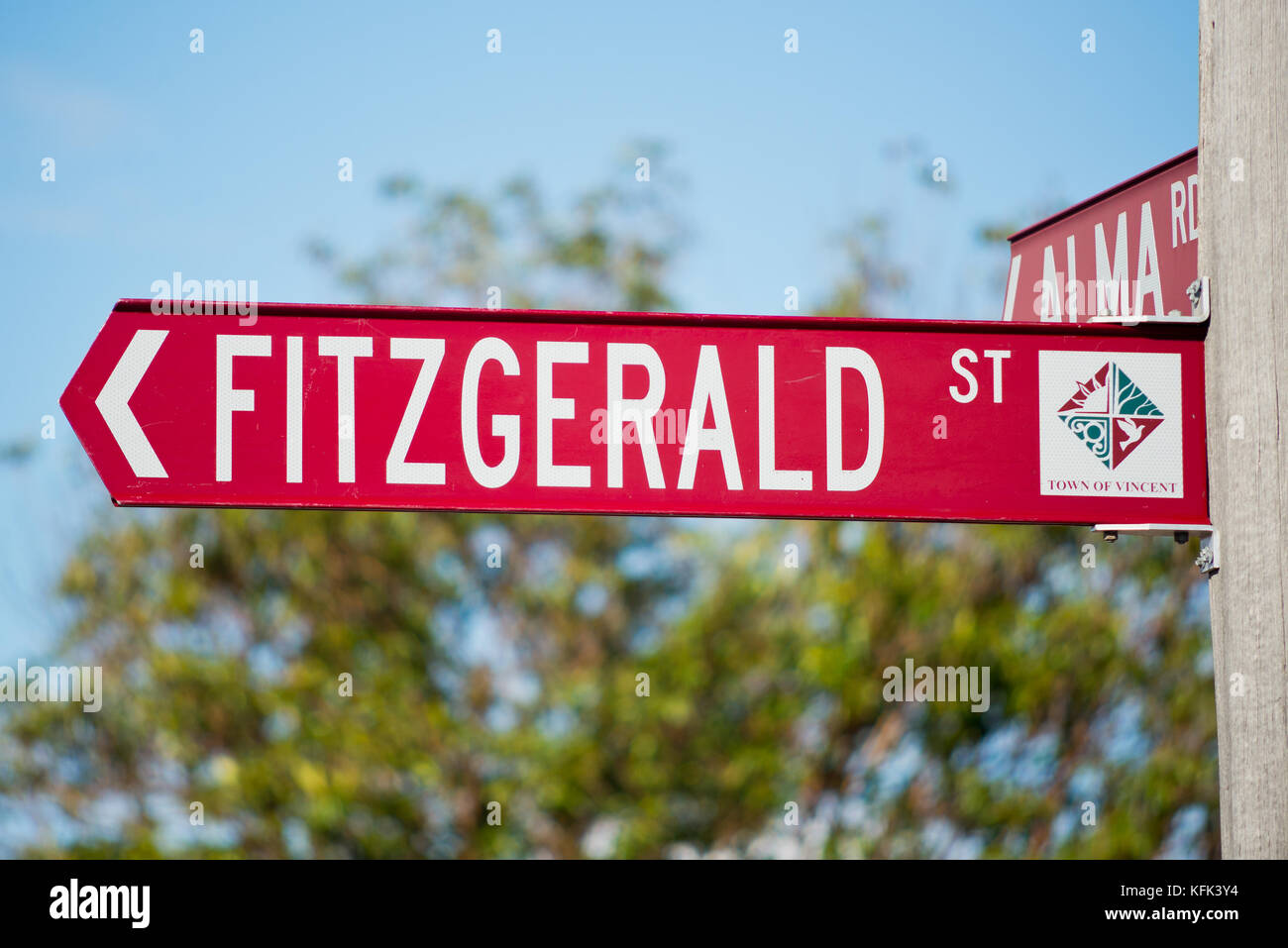 A street sign for Fitzgerald Street in the inner city suburb of North ...