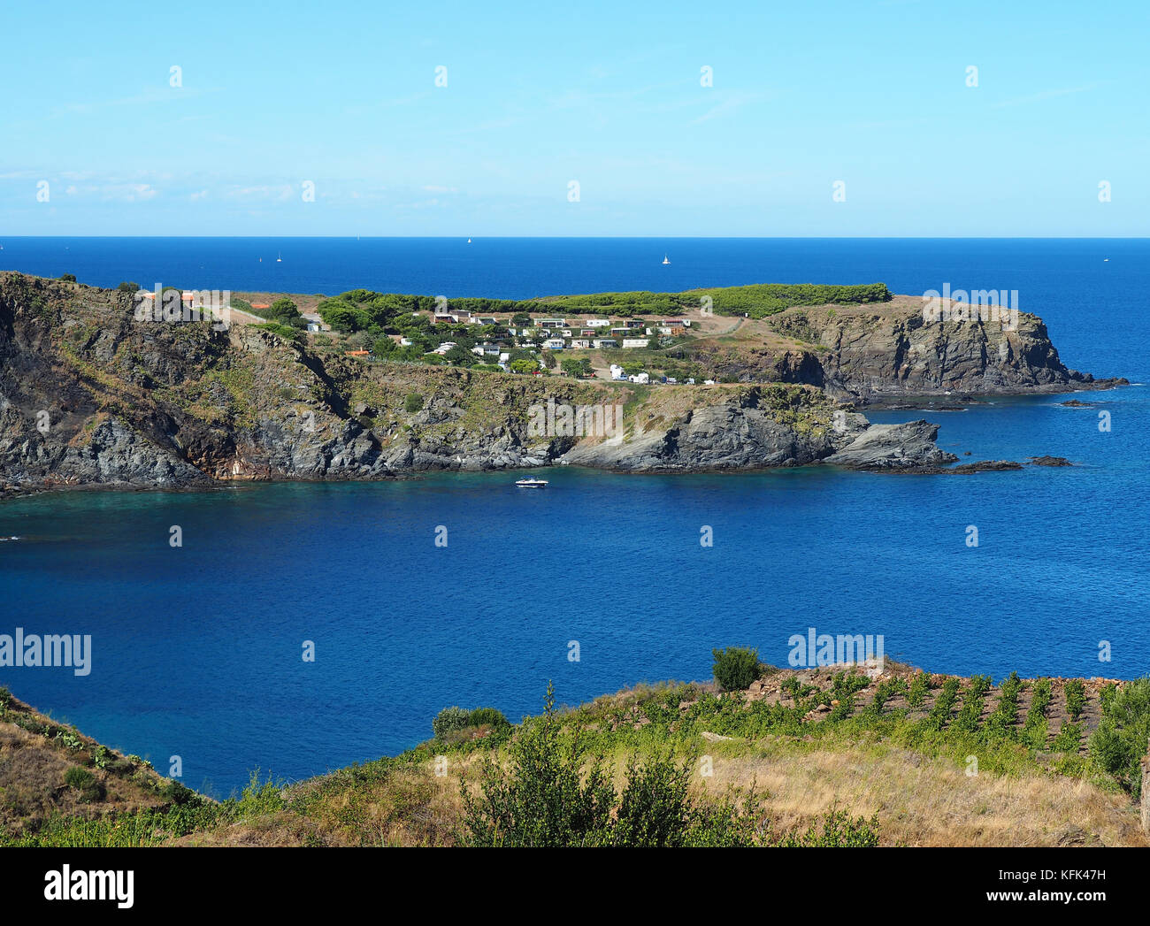 Landscape of the Côte Vermeille or Côte Catalane in Cerbere, France ...