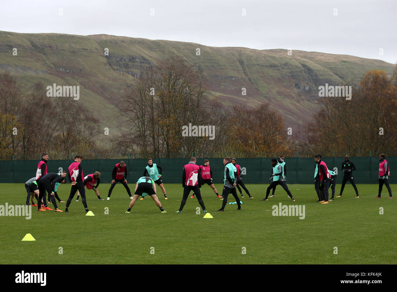 Celtic during the training session at Lennoxtown, Glasgow Stock Photo ...