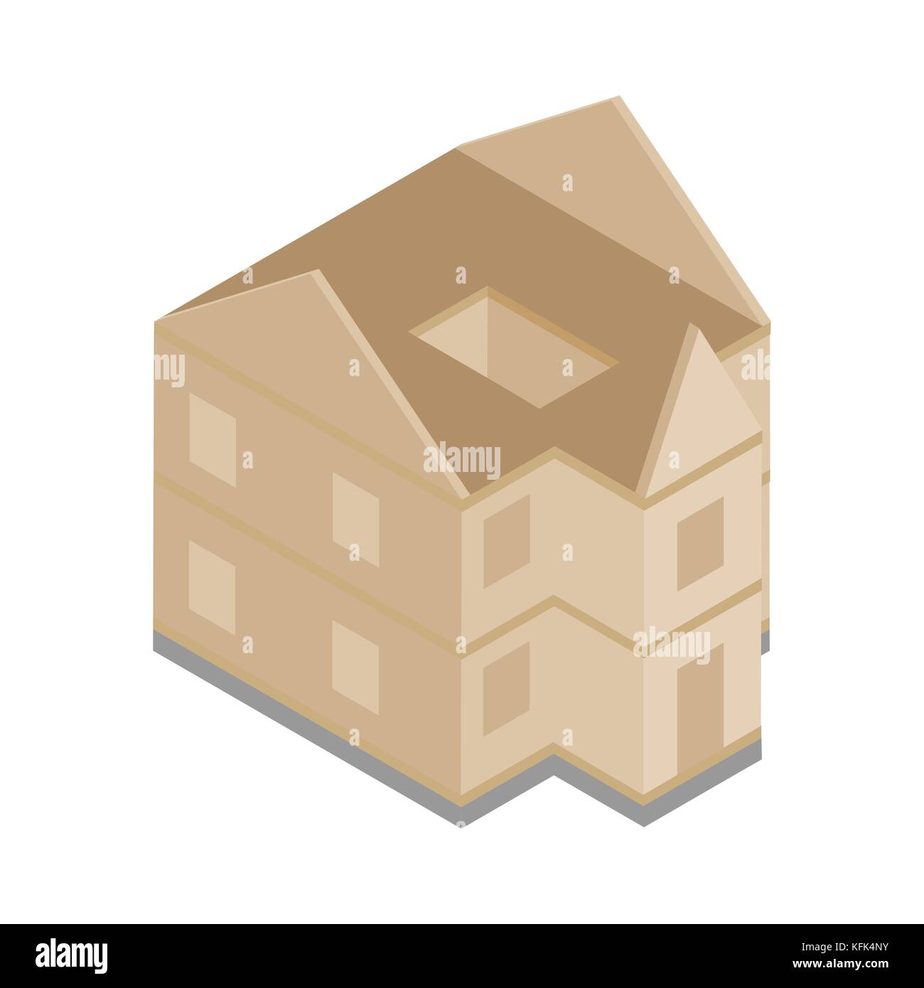 Vector illustration house, building construction phase isometric icon ...