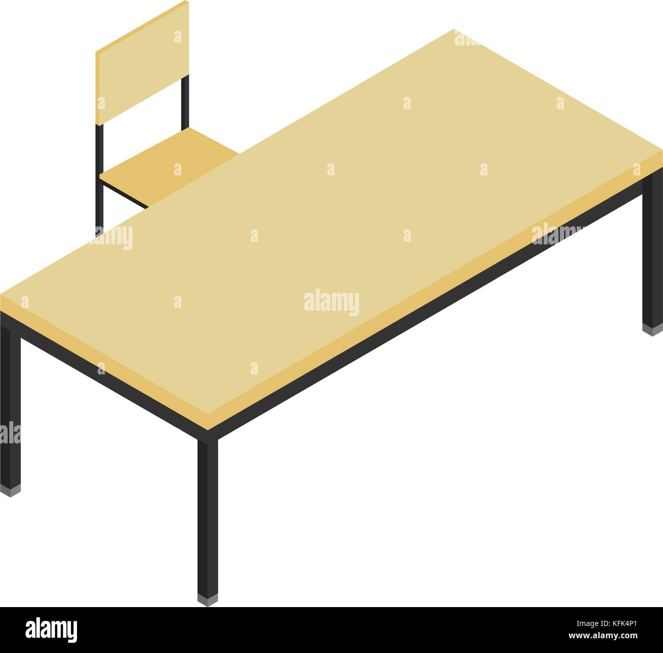 Vector illustration isometric perspective 3d office table and chair ...