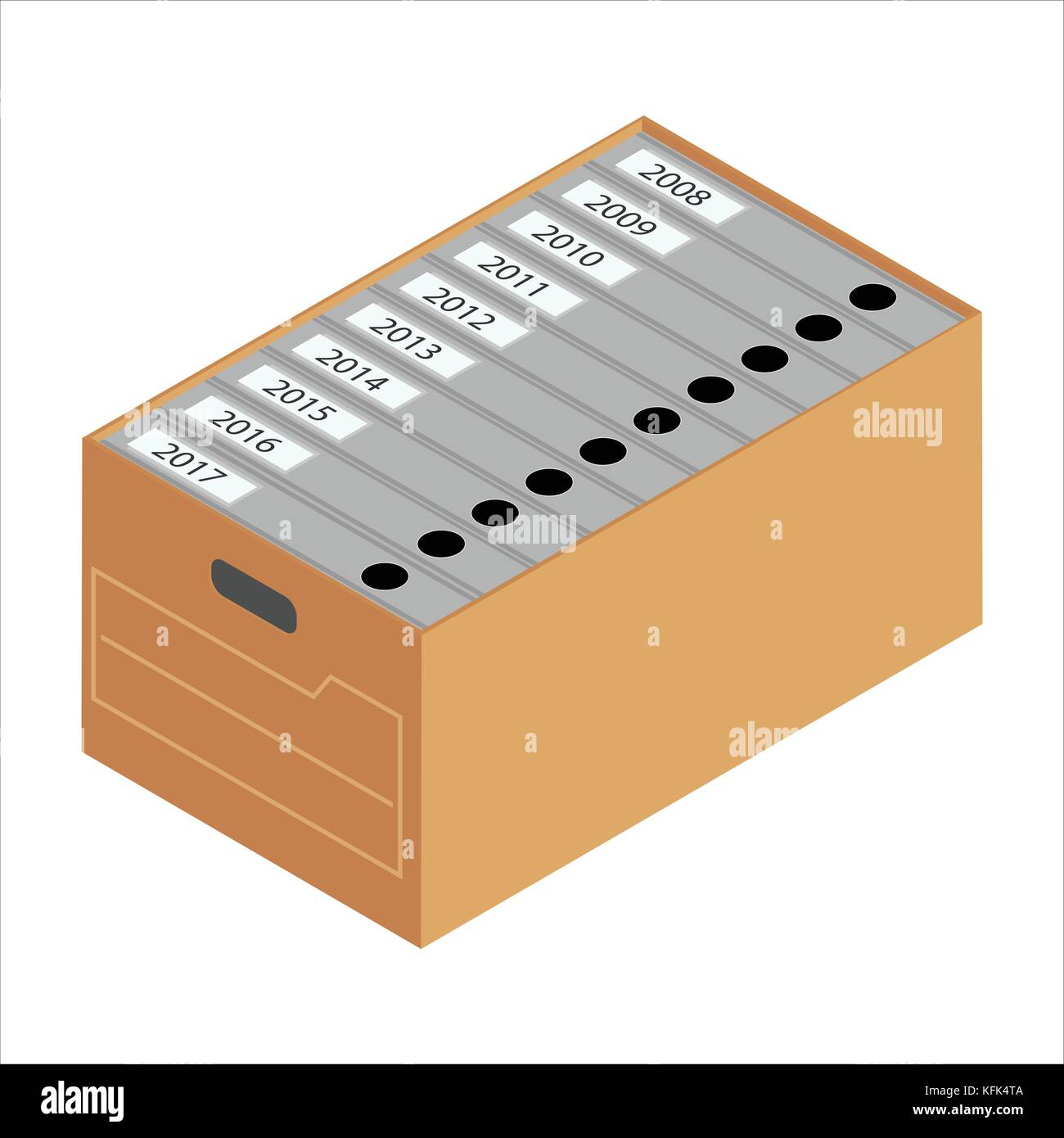 Vector illustration brown box with documents. Cardboard box for archive ...