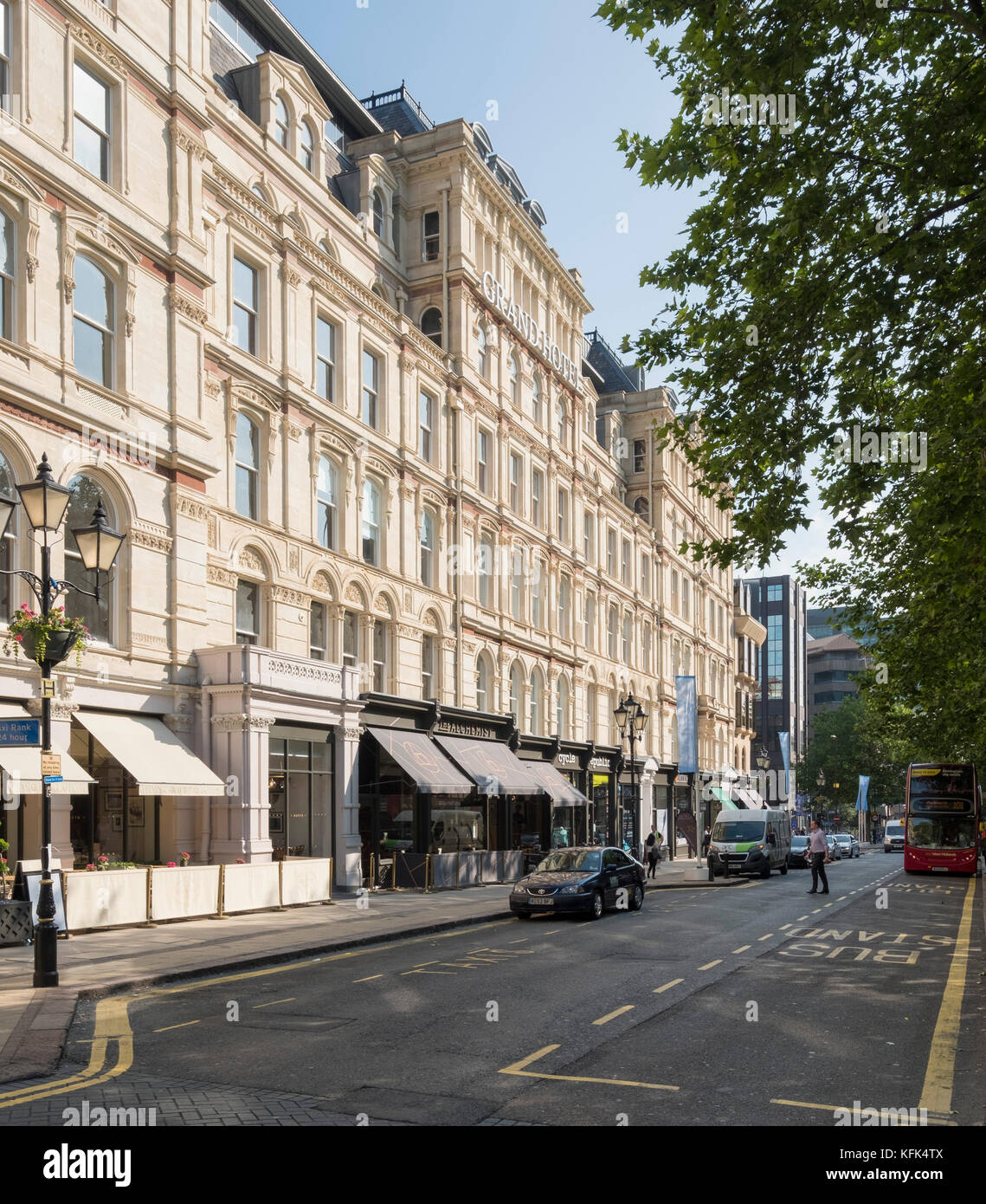 The Grand Hotel and restaurants on Colmore Row, Birmingham Stock Photo ...