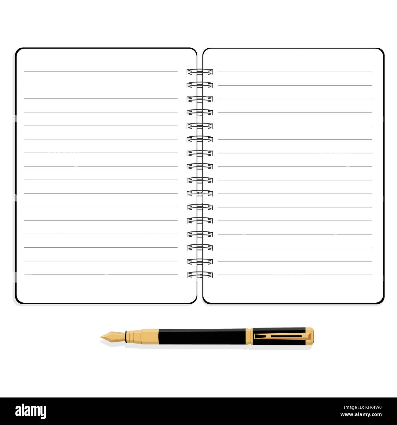 Vector illustration realistic open diary, planner or notebook and ...