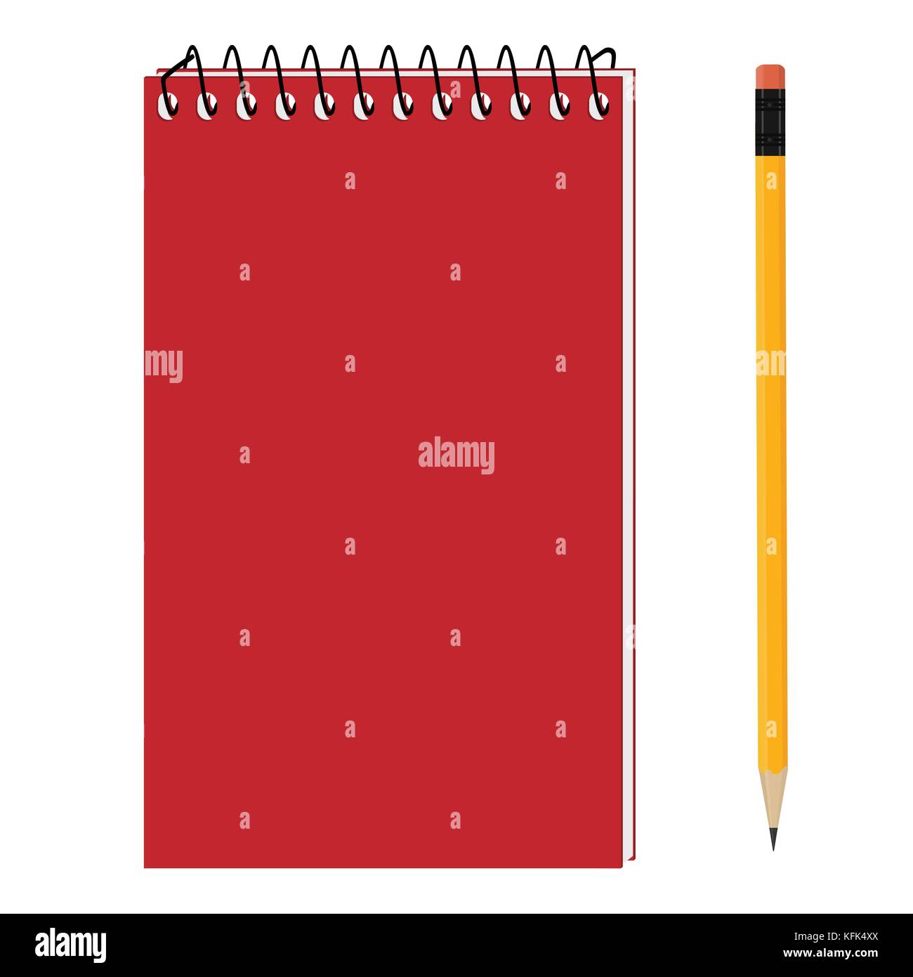 Vector illustration of red spiral notepad, diary, notebook or personal ...