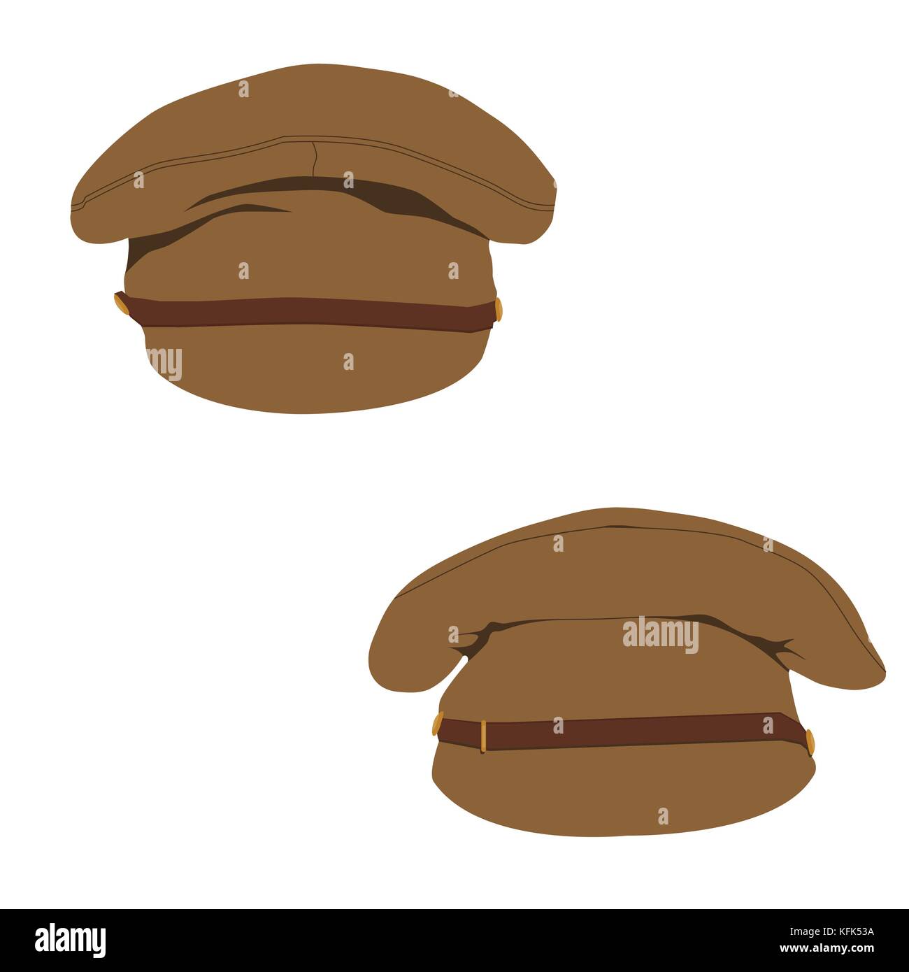 Vector illustration set, collection military or army hat, cap with ...