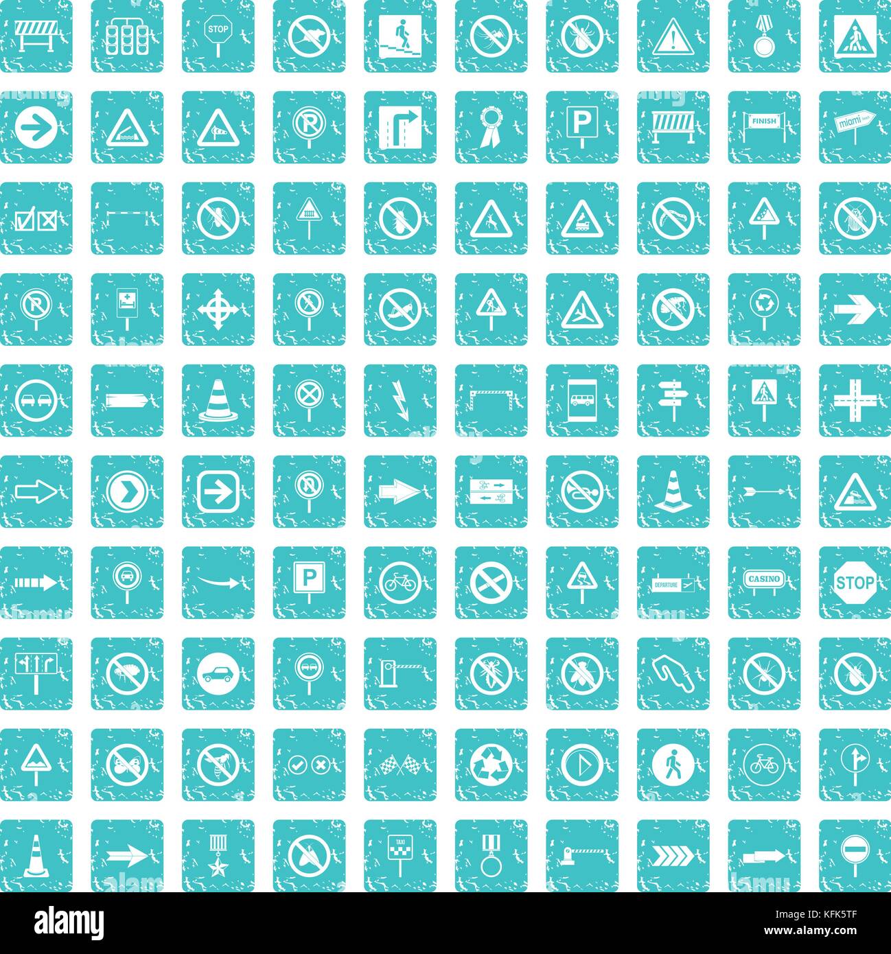 100 road signs icons set grunge blue Stock Vector Image & Art - Alamy