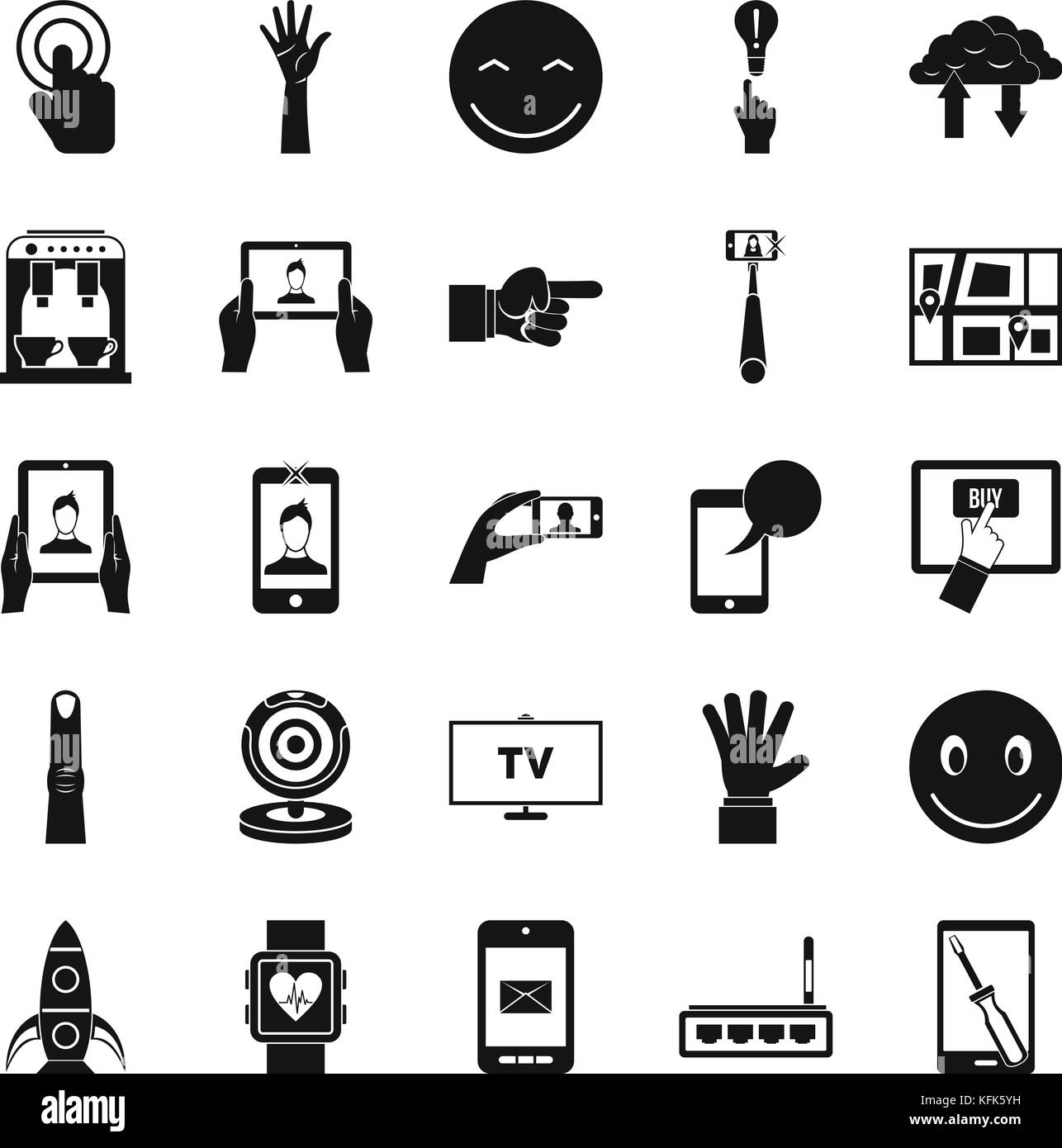 Touch screen icons set, simple style Stock Vector Image & Art - Alamy